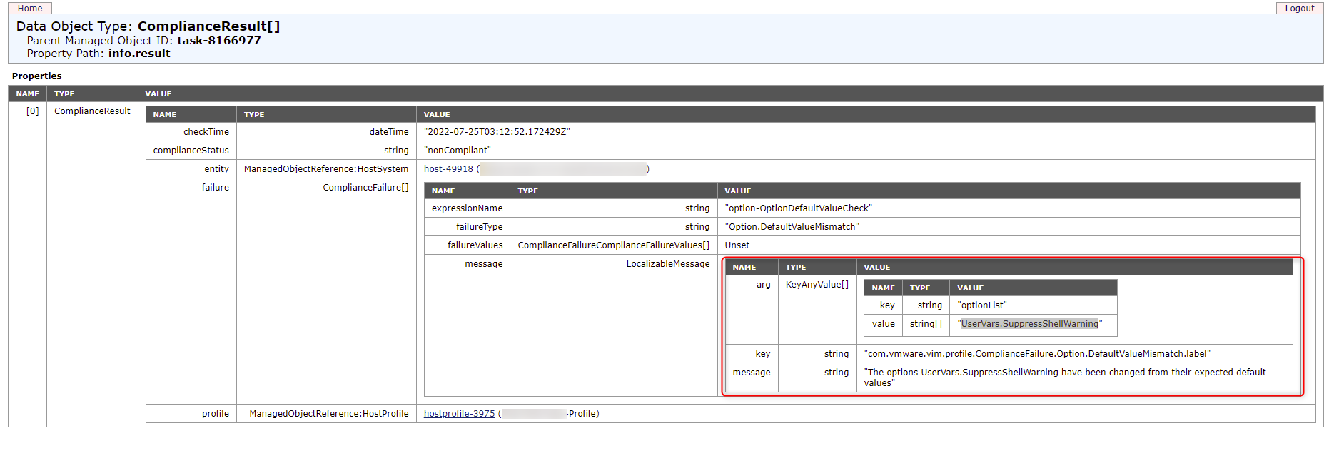 Option option has been changed from its expected default value ...